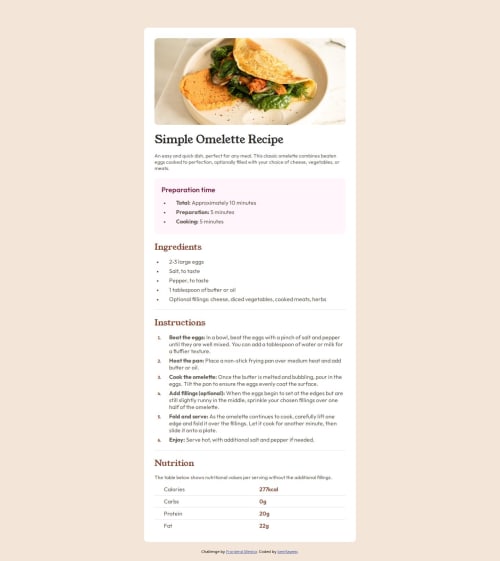 Frontend Mentor | Recipe Page Using HTML & CSS coding challenge solution