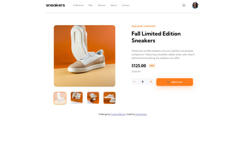 Ecommerce Product using HTML, CSS & JS coding challenge solution