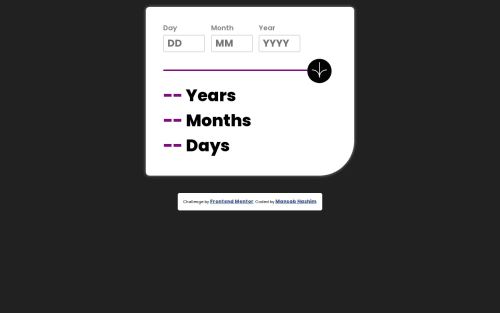 Frontend Mentor | Age calculator build using html,css, js coding challenge solution