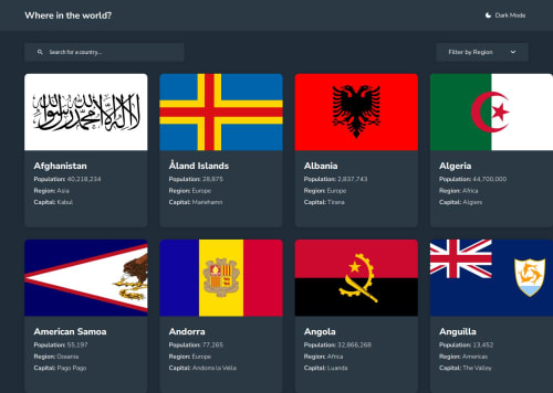 Countries coding challenge solution | Frontend Mentor