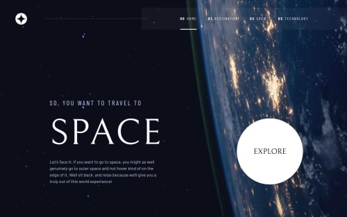 Frontend Mentor | Space tourism multi-page website (HTML, CSS, JS) - Flexbox, Grid coding ...