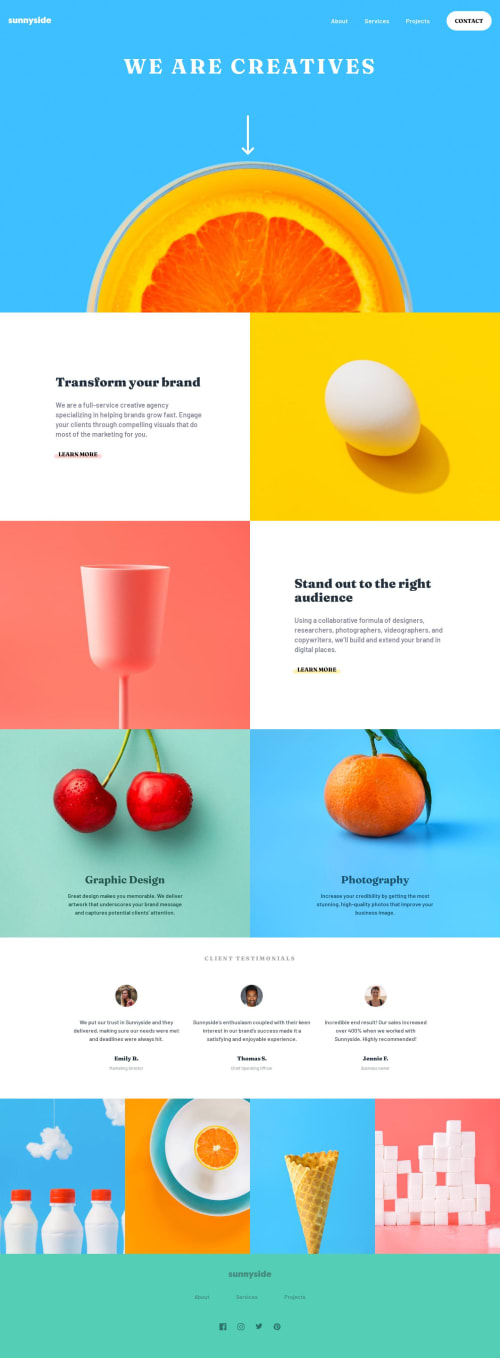 Sunny Landing Page using Tailwind CSS coding challenge solution
