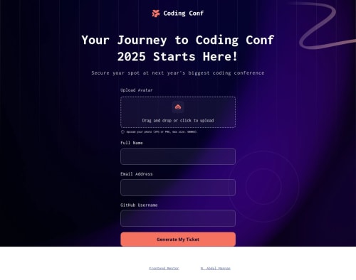 Frontend Mentor Conference Ticket Generator Challenge Coding