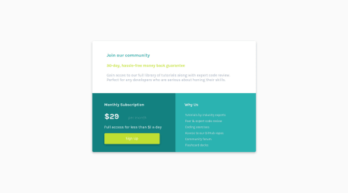 Single Price Grid Component using CSS Flexbox coding challenge solution ...