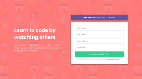 Intro component with sign-up form coding challenge solution | Frontend ...