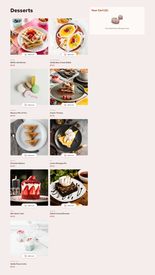 Frontend Mentor | Product Cart Solution coding challenge solution
