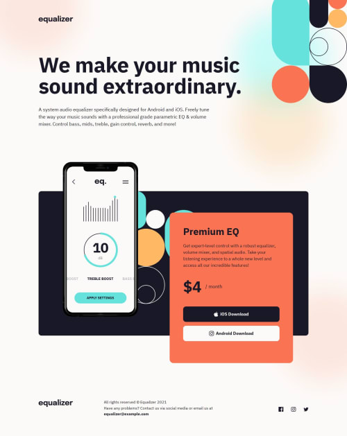 Responsive Equalizer landing page using SCSS, BEM & Flexbox coding ...