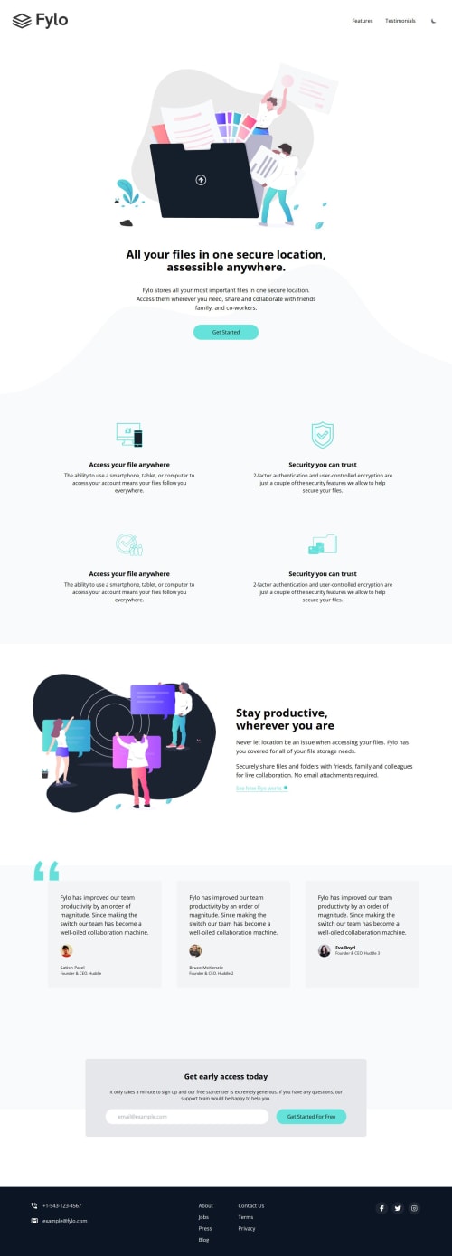 Frontend Mentor | Fylo dark theme landing page coding challenge solution