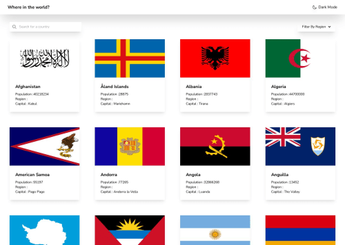Frontend Mentor | Countries info page with Api in react js coding challenge solution