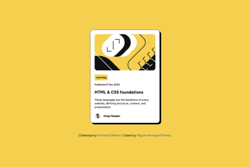 Frontend Mentor | Blog preview card with CSS Flexbox and HTML coding challenge solution