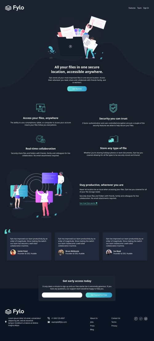 Frontend Mentor | Fylo Landing Page Dark Theme coding challenge solution