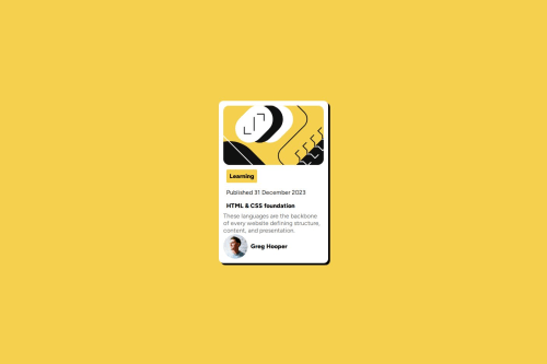 Blog Preview Card Component with HTML & CSS coding challenge solution