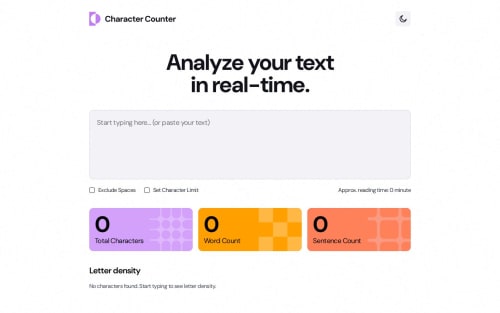 Frontend Mentor | Character Counter using React, SCSS, TypeScript coding challenge solution