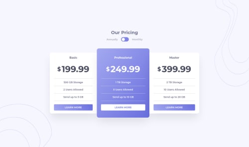 Frontend Mentor | Pricing component with Dark / Light theme toggler coding challenge solution