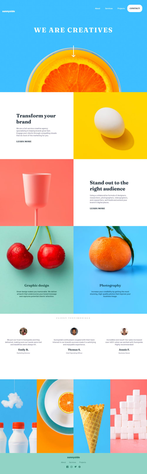 Sunny side agency landing page using HTML CSS and vanilla JS coding ...