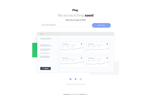 Ping Coming Soon Page with HTML, CSS, and JavaScript coding challenge ...