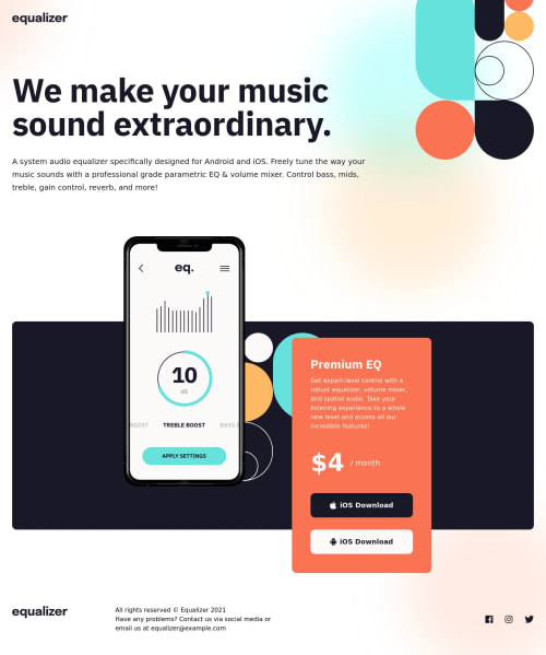 Frontend Mentor | Responsive Equalizer landing page using Tailwind CSS & React coding challenge ...