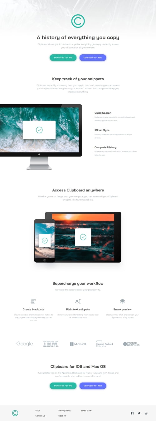 Frontend Mentor | Clipboard Landing Page built with Tailwind coding challenge solution