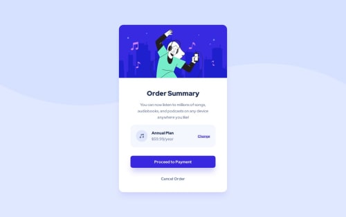 Frontend Mentor | Responsive Order Summary Component coding challenge solution