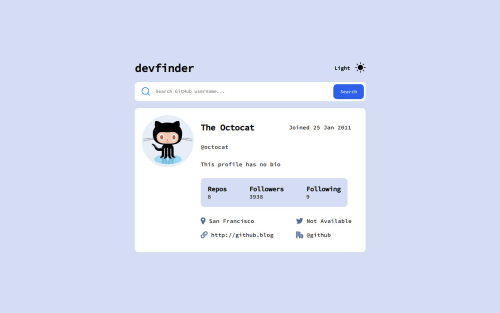 Frontend Mentor Github User Search App Coding Challenge Solution 9268