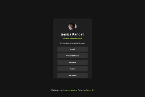 Social links profile component completed with HTML and vanilla CSS coding challenge solution