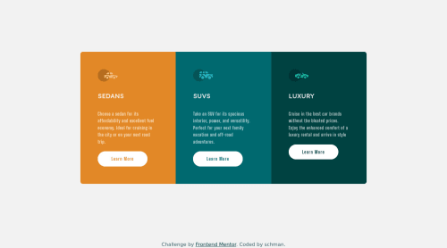 Frontend Mentor | Responsive 3 column card component build with Tailwind coding challenge solution
