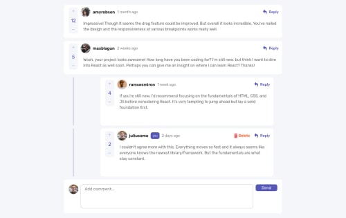 interactive-comments using React js and css with some styled component coding challenge solution
