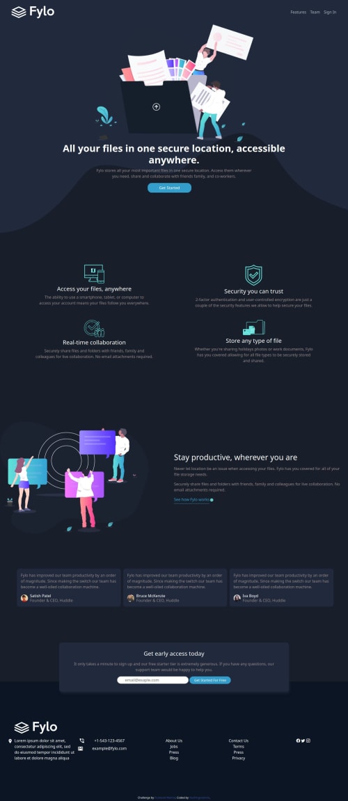 Frontend Mentor | fylo-dark-theme-landing-page coding challenge solution