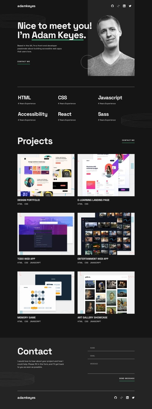 Frontend Mentor | Responsive portfolio page with vanilla JS form validation coding challenge ...