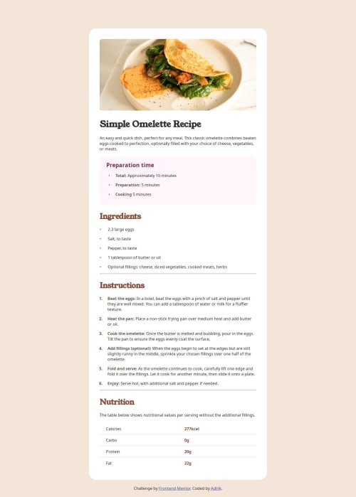 Responsive Recipe page using HTML & CSS coding challenge solution | Frontend Mentor