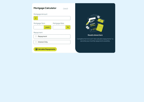 Frontend Mentor | Mortgage Calculator using Gird and flexbox coding challenge solution