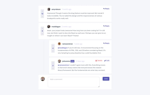 Interactive Comments Section using React coding challenge solution