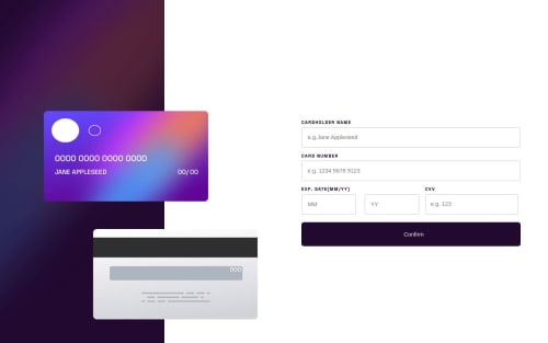 Interactive Card Details with CSS & JS coding challenge solution | Frontend Mentor