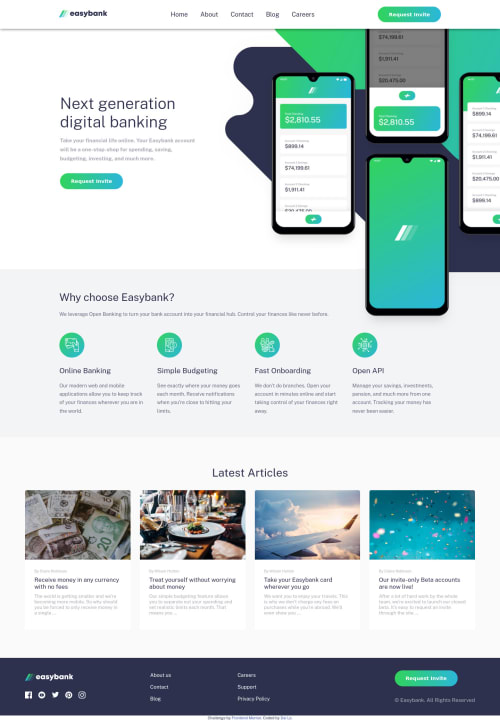 Frontend Mentor | Easybank Landing Page with HTML, CSS, JS coding ...