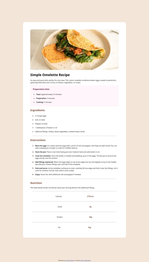 Frontend Mentor | Recipe page in HTML and CSS with a little of FlexBox. coding challenge solution
