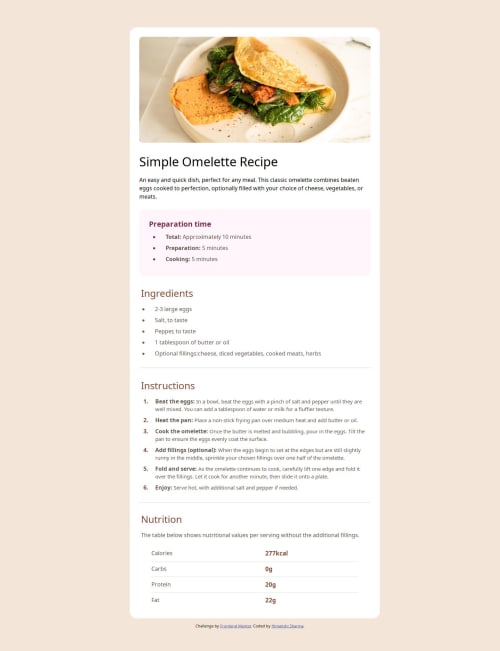 Responsive Recipe page using HTML and CSS coding challenge solution