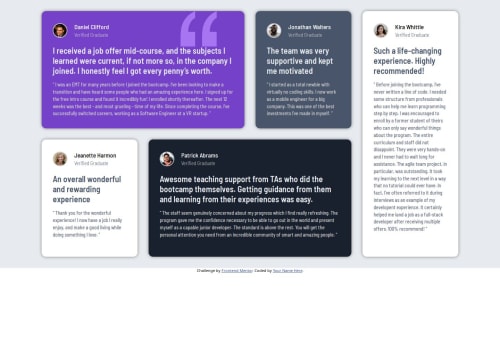Frontend Mentor Testimonials Grid Section Coding Challenge Solution