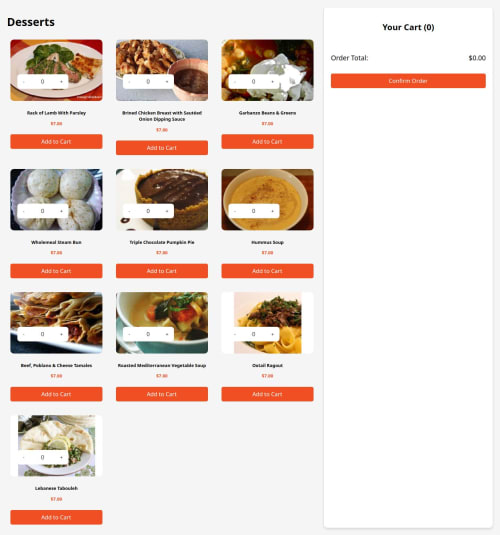 responsive dessert Menu coding challenge solution