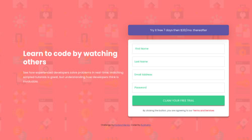 Frontend Mentor | intro-component-with-signup-form-master solution coding challenge solution