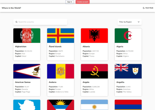 Responsive Rest Countries API, Supabase reactJS coding challenge solution | Frontend Mentor