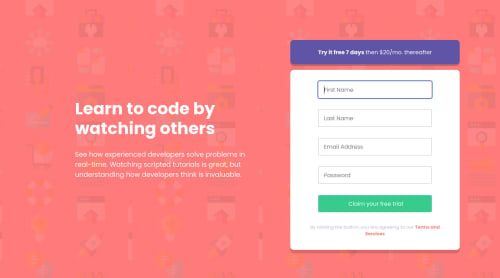 Frontend Mentor | Intro component with sign-up form with Bootstrap Grid coding challenge solution