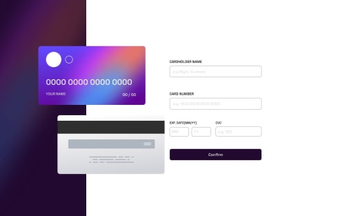 Interactive Card Details Form using HTML, CSS and Javascript coding challenge solution