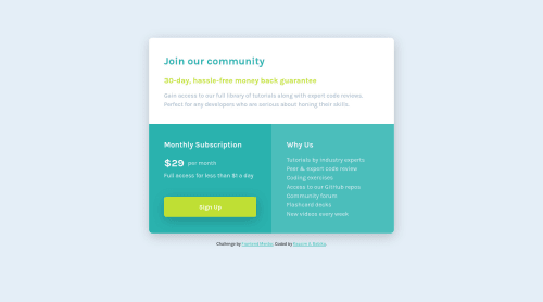 Frontend Mentor Single Price Grid Component Using Css Grid Coding