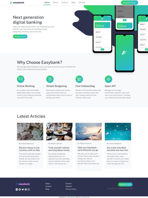 Responsive Easybank landing page using HTML, CSS and a little JS coding challenge solution ...