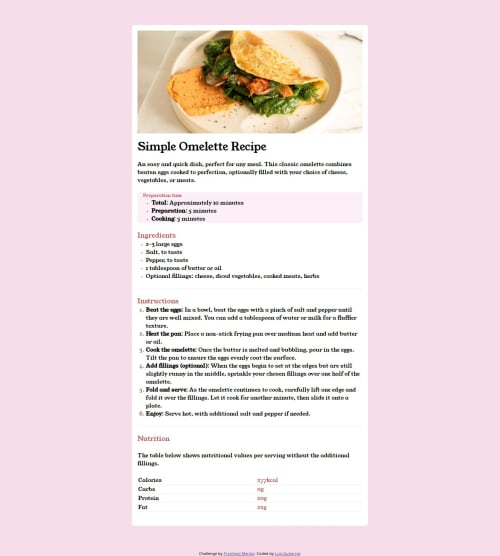 Frontend Mentor | Recipe page using HTML and CSS coding challenge solution