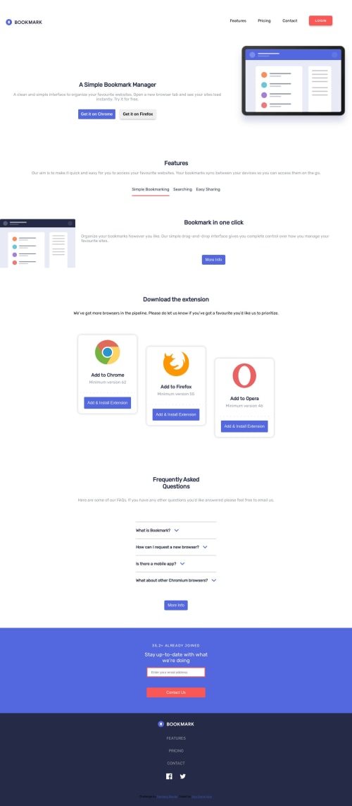 Frontend Mentor | Bookmark landing page coding challenge solution