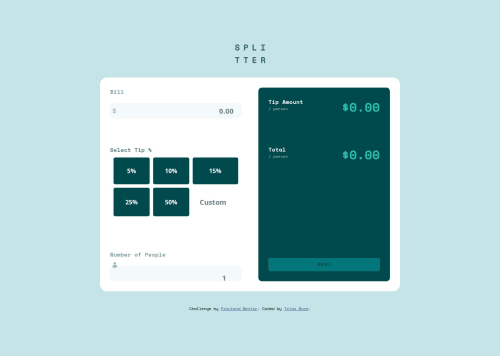 Frontend Mentor | Tip calculator app coding challenge solution