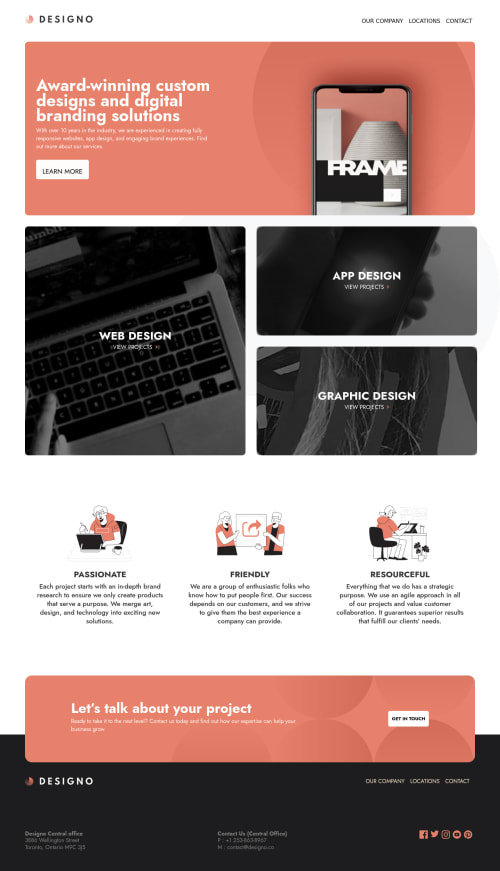 Frontend Mentor | Designo with React.js coding challenge solution