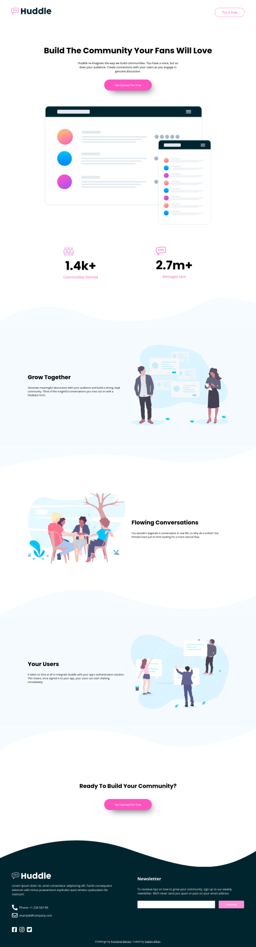 Frontend Mentor | Curved Huddle with vanilla HTML, CSS, and JS. coding challenge solution