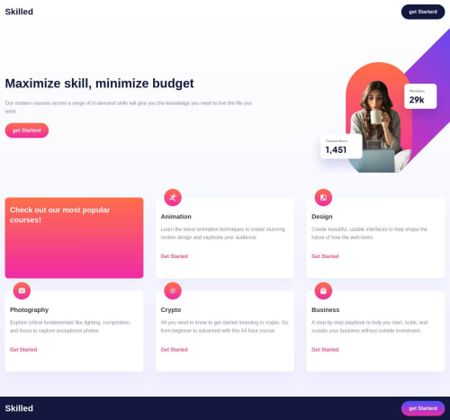Frontend Mentor | skilled-elearning-landing-page coding challenge solution